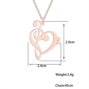 music note heart chain necklace | Jewelry | Stainless Steel Music Note ...